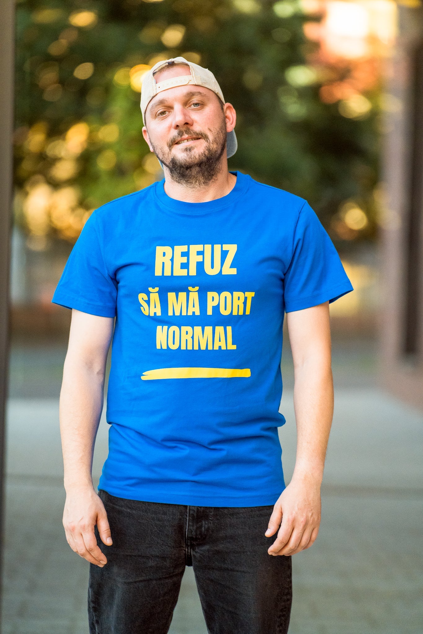 Tricou FIRESC albastru cobalt – Refuz să mă port normal | bumbac 100% ...
